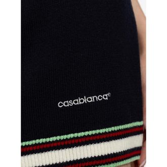 Casablanca Merino Knit with Striped Trim Short Trousers - Navy