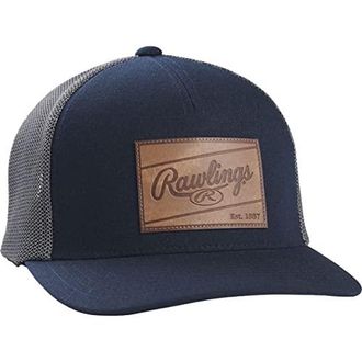 Rawlings Patch en Cuir Snapback Casquette de Baseball Unisexe, Bleu Marine, Taille Unique