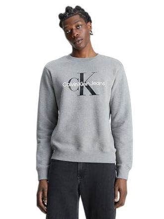 Calvin Klein Jeans Sweat Homme Core Monologo Sans Capuche, Gris (Mid Grey Heather), XXL