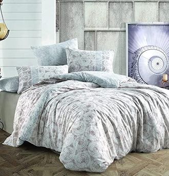 Bonateks Bettwäscheset für Doppel-Ranforce 100% Baumwolle, Bettbezug: 160 x 220 cm, Spannbetttuch: 160 x 240 cm, Kissenbezug: 50 x 70 cm