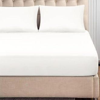 Light & Shade Pflegeleichtes Mikrofaser-Spannbettlaken, Weiß, Super-Kingsize-Bett (183 x 190 x 25 cm)