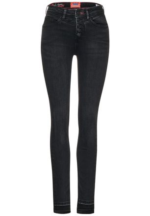 Street One Damen 374695 Jeans, Black Denim Sportive wash, W26/L30