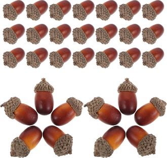 BESTONZON K&uuml;nstliche Eicheln 40 St&uuml;ck Naturgetreu mit Nat&uuml;rlicher Kappe Leichter Schaumstoff Deko f&uuml;r Herbst Thanksgiving Basteln