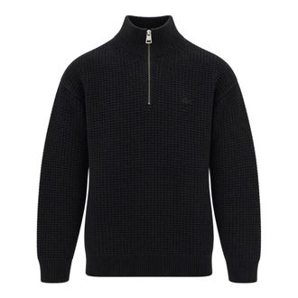 Lacoste Pull col zipp&eacute; en laine - Homme - Sweatshirts et sweats &agrave; capuche - Noir - Taille: XL