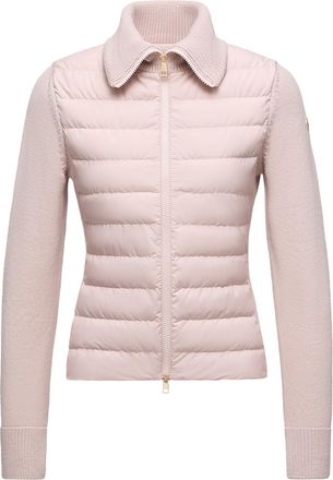 Moncler Moncler Cardigan Zipp&eacute; En Laine Matelass&eacute;e, Femme, Rose, Taille: Xl