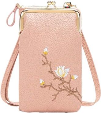 Generic Women Sling Cross-Body Wallet with Mobile Cell Phone Holder, Mini Crossbody Bags for Women(Pink)