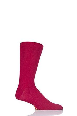SockShop Hommes Colour Burst Plaine Bambou Chaussettes avec Coutures lisses aux orteils Paquet de 1 Béret Framboise 45-48