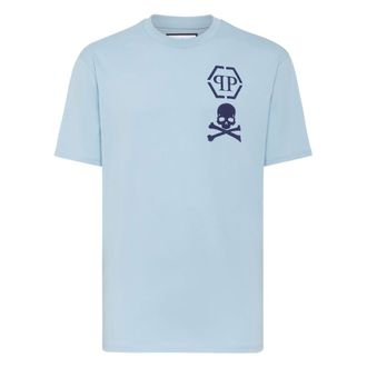 Philipp Plein Homme, Tops, Bleu, Taille: 3XL T-shirt Col Rond T&ecirc;te de Mort