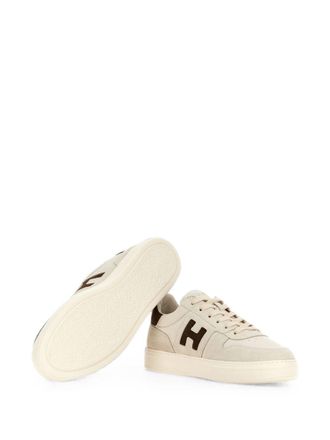Hogan Logo-Patch Suede Sneakers - Beige