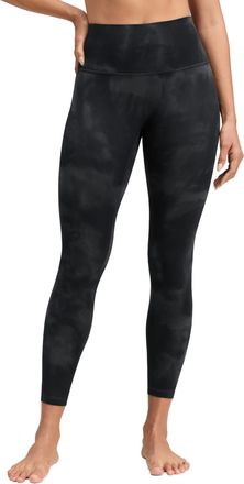 CRZ YOGA Damen Butterluxe Keine Vordernaht Yoga Leggings Hohe Taille Lounge Hosen Pilates Workout Athletic Sportleggings - 64cm Schwarze Tie-Dye-Blumen 36