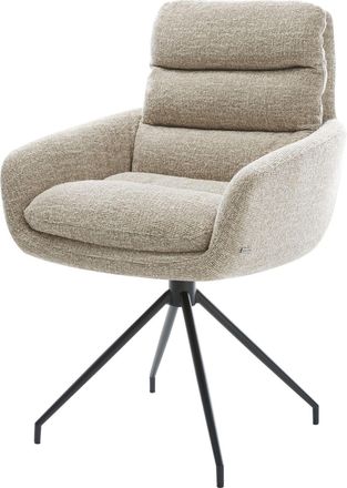 DELIFE Polsterstuhl Abelia-Flex mit Armlehnen Kreuzgestell konisch Schwarz Webstoff Soft Beige