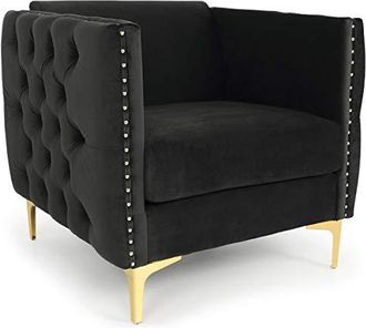 Menzzo Joshua Sessel mit Samtbezug Schwarz