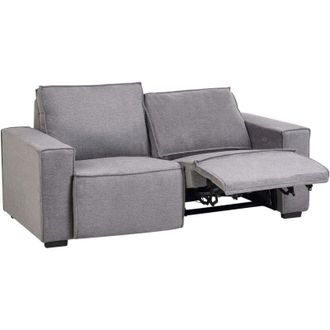 Beliani Sofa Grau aus Stoff 3-Sitzer Gepolstert Elektrisch Verstellbar Relax Funktion f&uuml;r 3 Personen Modernes Retro Design Couch Wohnzimmerm&ouml;bel