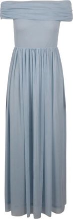 Rotate Rotate Birger Christensen, Femme, Robes, Bleu, Taille: 38 FR Robe Longue &Eacute;paules D&eacute;nud&eacute;es