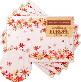 Maison d'Hermine Maison dHermine Platzsets 4er-Set 100% Baumwolle waschbare Tischsets Wiederverwendbare Tischsets f&uuml;r Weihnachtsdekorationenn K&uuml;che Esszimmer Hochzeit 