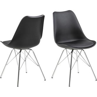 ebuy24 Erin Esszimmerstuhl schwarz, Chrom