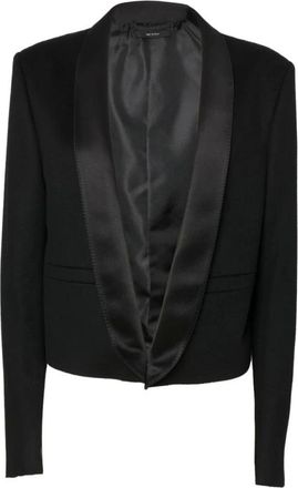 Tom Ford Femme, Vestes, Noir, Taille: 38 FR Blazer court &agrave; col ch&acirc;le