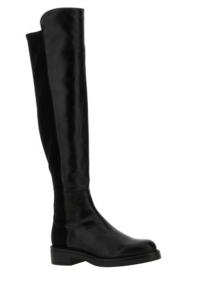 Stuart Weitzman Womens Black Nappa Leather And Fabric Celia Boots Stivali