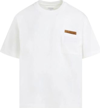 Bottega Veneta Homme, Tops, Blanc, Taille: XL T-shirt en coton avec d&eacute;tail de poche