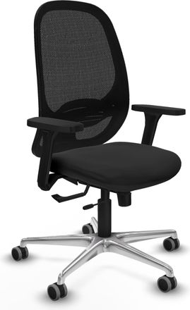 Piqueras y Crespo Schwarzer Schreibtischstuhl mit 3D-Armen, h&ouml;henverstellbare Lendenwirbelst&uuml;tze, ausgestattet mit Syncro/Traslack und Schneidschaum, mit Rollen von 65 