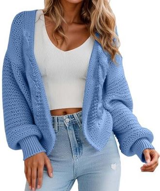 Generic Vestes en tricot &eacute;pais pour femmes, cardigan doux, chaud, ouvert sur le devant, surdimensionn&eacute;, v&ecirc;tements dext&eacute;rieur tendance pour lautomne et lhiver 