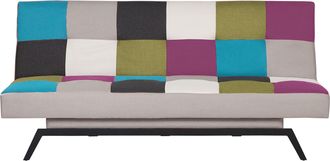 Beliani Minimalistisches Schlafsofa Bunt Patchwork aus Polyester Metallfüße Leeds