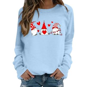 Generic 2026 - Sweat-shirt d&eacute;contract&eacute; &agrave; col rond et manches longues pour femme - Pour la Saint-Valentin, bleu ciel, XXL