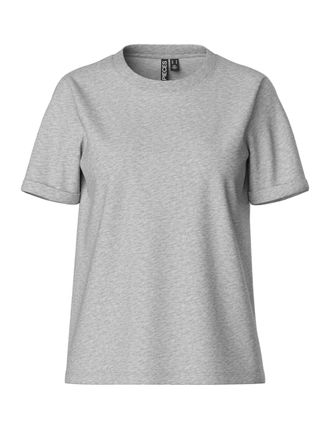 Pieces Damen Pcria Ss Fold Up Tee Stripes Noos Bc, Light Grey Melange,XL