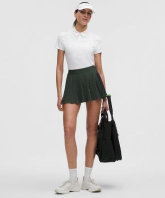 lululemon Jupe de tennis pliss&eacute;e Varsity taille haute pour Femmes - Vert - Taille 12