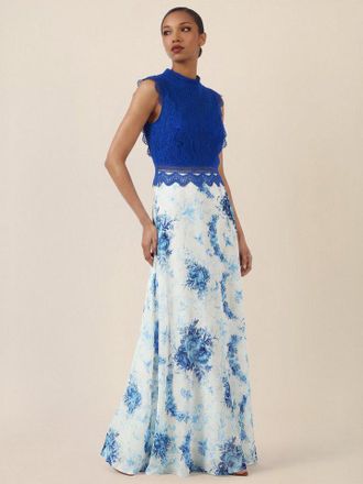 Apart Abendkleid mit Spitze und floralem Rock