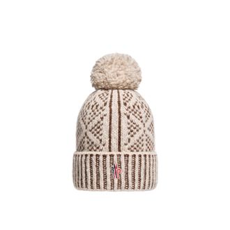 Moncler Moncler Bonnet En Alpaga Et Laine M&eacute;lang&eacute;s Avec Pompon, Homme, Beige, Taille: Uni
