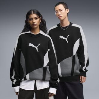 Puma T7 Relaxed Strickpullover Unisex, Kleidung, Schwarz, XXL