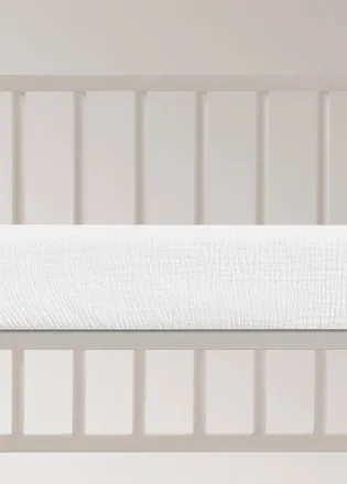 Mango Drap-housse berceau en tissu gaze blanc cass&eacute; - Home - 60x120x15cm - MANGO HOME
