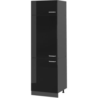 Vicco Kühlumbauschrank R-Line, Schwarz Hochglanz, 60 cm, Vicco