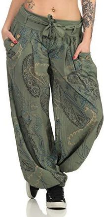 Malito more than fashion Malito Femme Pantalon Motifs Harems Bloomers Baggy 3485 (Olive)