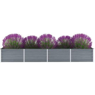vidaXL Vidaxl - Lit sur&eacute;lev&eacute; de jardin Acier galvanis&eacute; 320x80x45 cm Gris