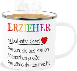 Shirtracer Emaille Becher Blechbecher - Tassen - Erzieher Definition | Erzieher Geschenke Abschied | Abschiedsgeschenke für Kindergarten Erzieher | Geschenk für 