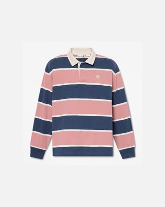 Timberland All Gender Rugby-Polohemd Rosa/Dunkelblau, Blau, Gr&ouml;&szlig;e