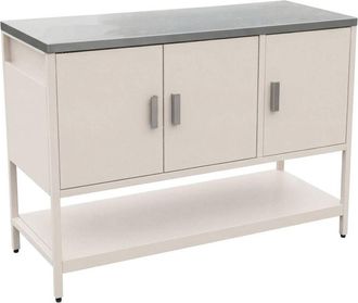 Sweeek Cuisine dext&eacute;rieure en acier beige 3 portes.1 &eacute;tag&egrave;re L120cm