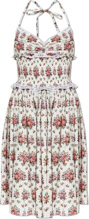 Dolce & Gabbana Femme, Robes, Blanc, Taille: 34 FR Mini robe &agrave; col licou fleuri