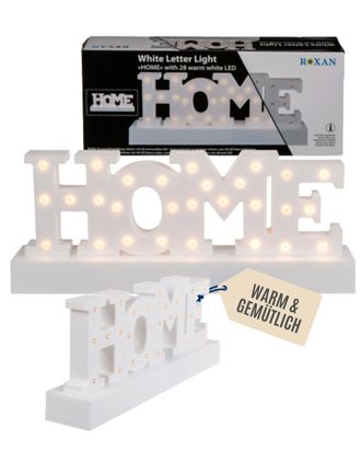 Out of the Blue LED-Schriftzug HOME - wei&szlig;er Deko-Schriftzug mit 28 warmwei&szlig;en LEDs - kabelloses Stimmungslicht ca. 30&times;12 cm f&uuml;r Wohnzimmer, Regal & Sideboard