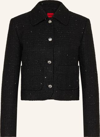HUGO BOSS Hugo Kastenjacke Agesina Aus Tweed Mit Glitzergarn schwarz
