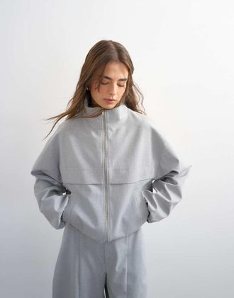 Topshop Veste densemble &agrave; col chemin&eacute;e - Gris clair