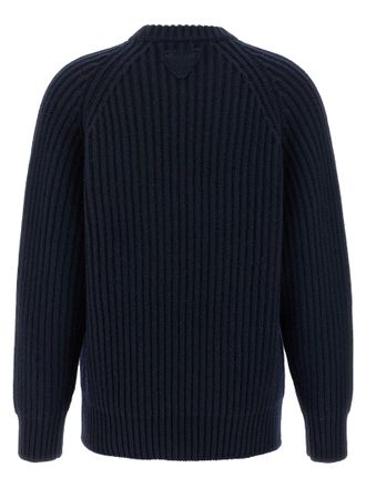 Prada Womens Blue Virgin Wool Cardigan Clothing