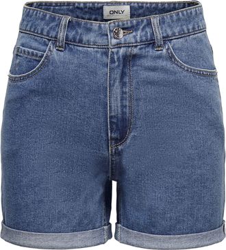 Only Damen Shorts high Waist 5-Pocket Design Knopfleiste Rei&szlig;verschluss Kurze Bermudas, Farben:Blau-3, Gr&ouml;&szlig;e:XS