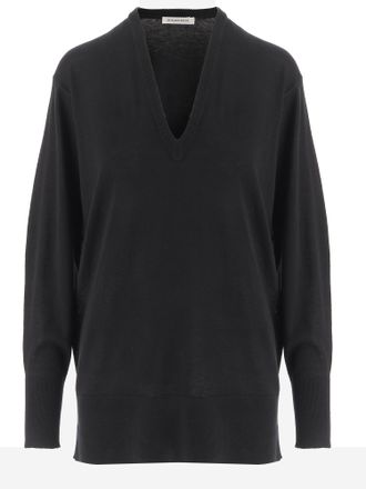 By Malene Birger Womens Knit Sweater Derya Black Lyocell