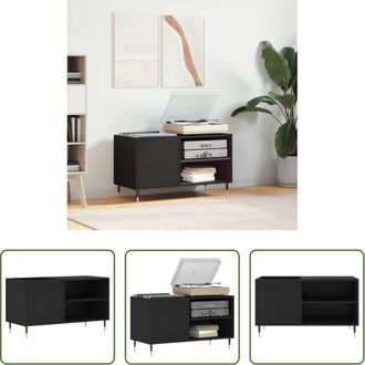 vidaXL vidaXL Meuble tourne-disque - Armoire &agrave; disques noir 85x38x48 cm bois ding&eacute;nierie