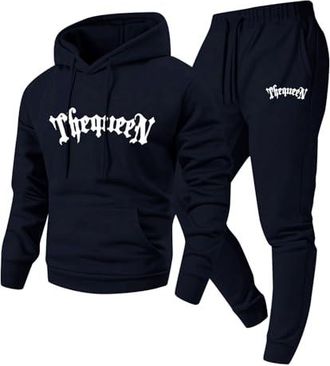 Generic Ensemble de surv&ecirc;tement pour homme avec imprim&eacute; lettres, manches longues, sweat &agrave; capuche, pantalon de surv&ecirc;tement ample, ensemble dentra&icirc;nement de jo