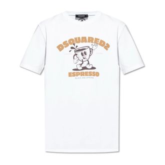 Dsquared2 Homme, Tops, Blanc, Taille: 2XL T-shirt avec logo