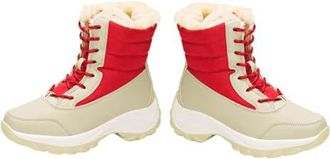 Holibanna Bottes de Neige Chaudes pour Femmes &agrave; Lacets Doubl&eacute;es de Fausse Fourrure Semelle Antid&eacute;rapante en Caoutchouc Hauteur Moyenne Couleur Rouge Taille 40 p